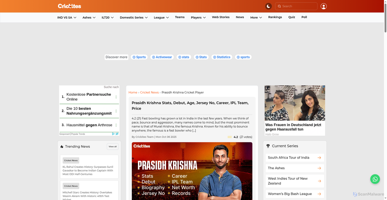 Security Report: www.cricbites.com - Analysis | ScanMalware
