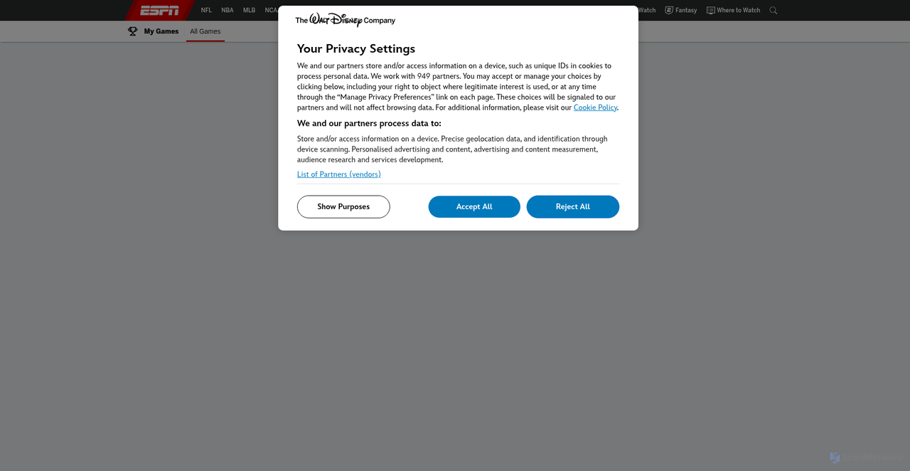 Security Report: fantasy.espn.com - Analysis | ScanMalware